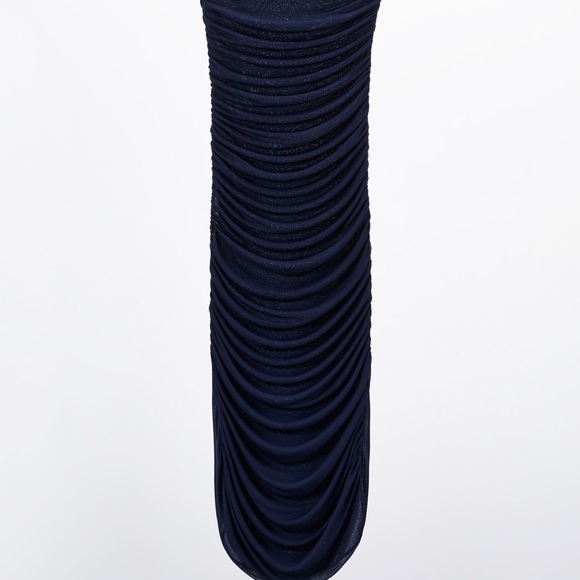 Zara | Dresses | Zara Navy Blue Ruched Strapless Dress | Poshmark